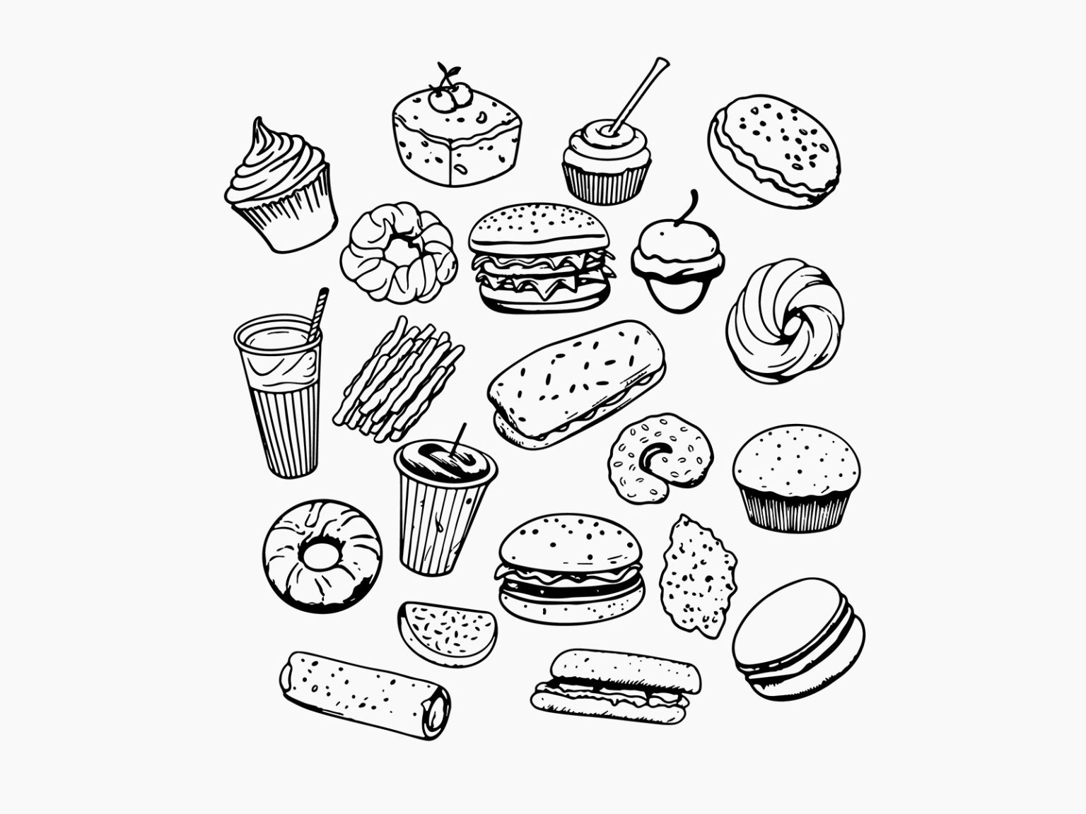 bakery-items-vector-doodle-collection-pixcrafter