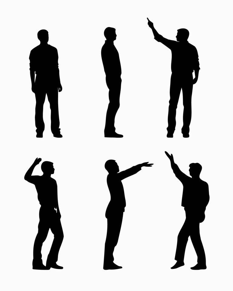Vector Silhouette Of Different Human Postures - Pixcrafter