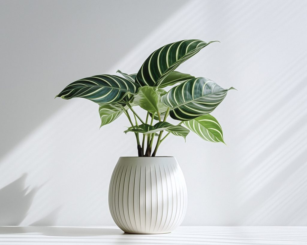 Beautiful Indoor Plant In Pot On White Background - Pixcrafter