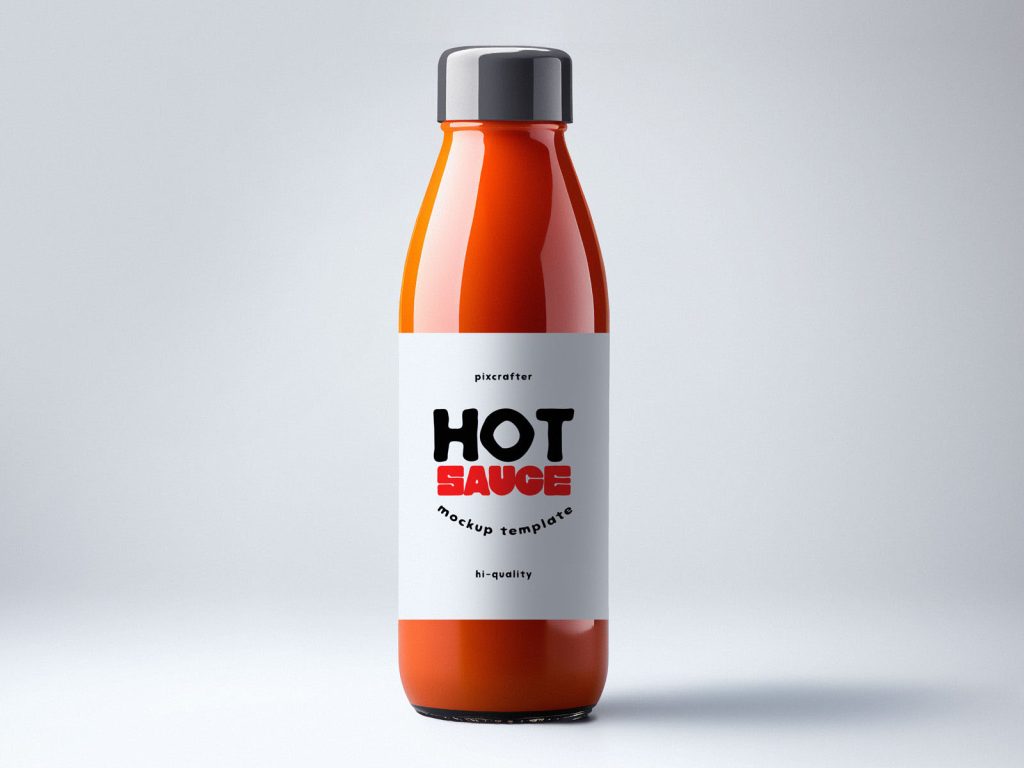 Sauce Bottle Packaging Mockup - Pixcrafter