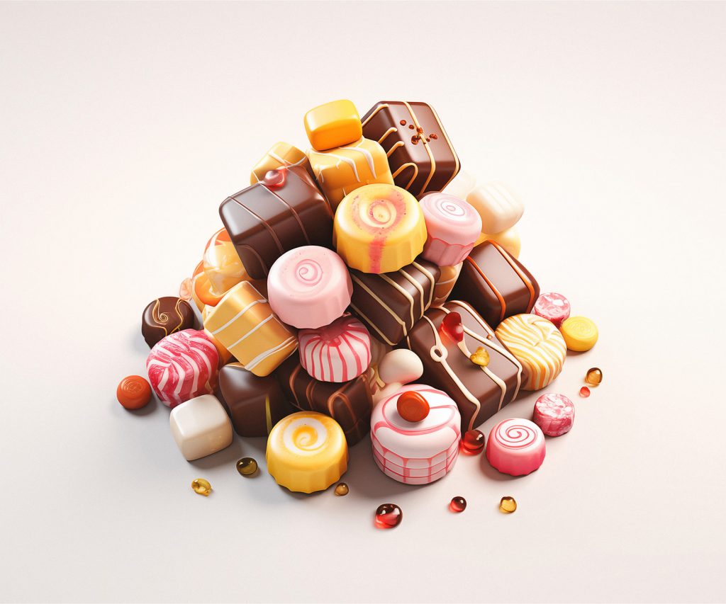 Collection Of Candies On White Background - Pixcrafter