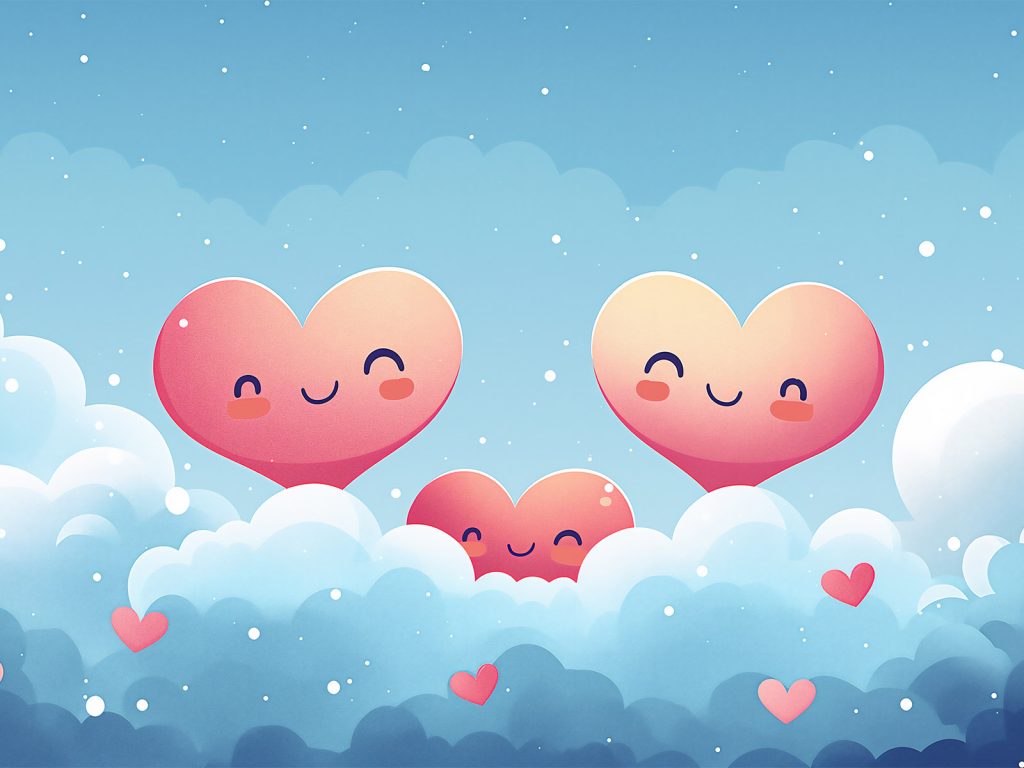 Cute Hearts Behind Clouds Background - Pixcrafter