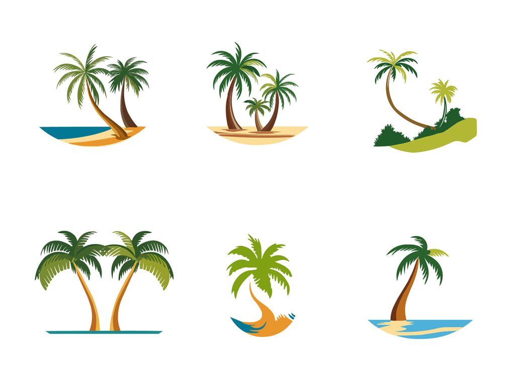 Vector Palm Tree Logo Mark And Symbol Illustrations - Pixcrafter
