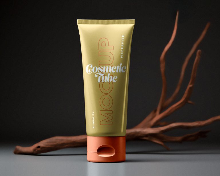 Modern Cosmetic Tube Mockup With Studio Scene - Pixcrafter