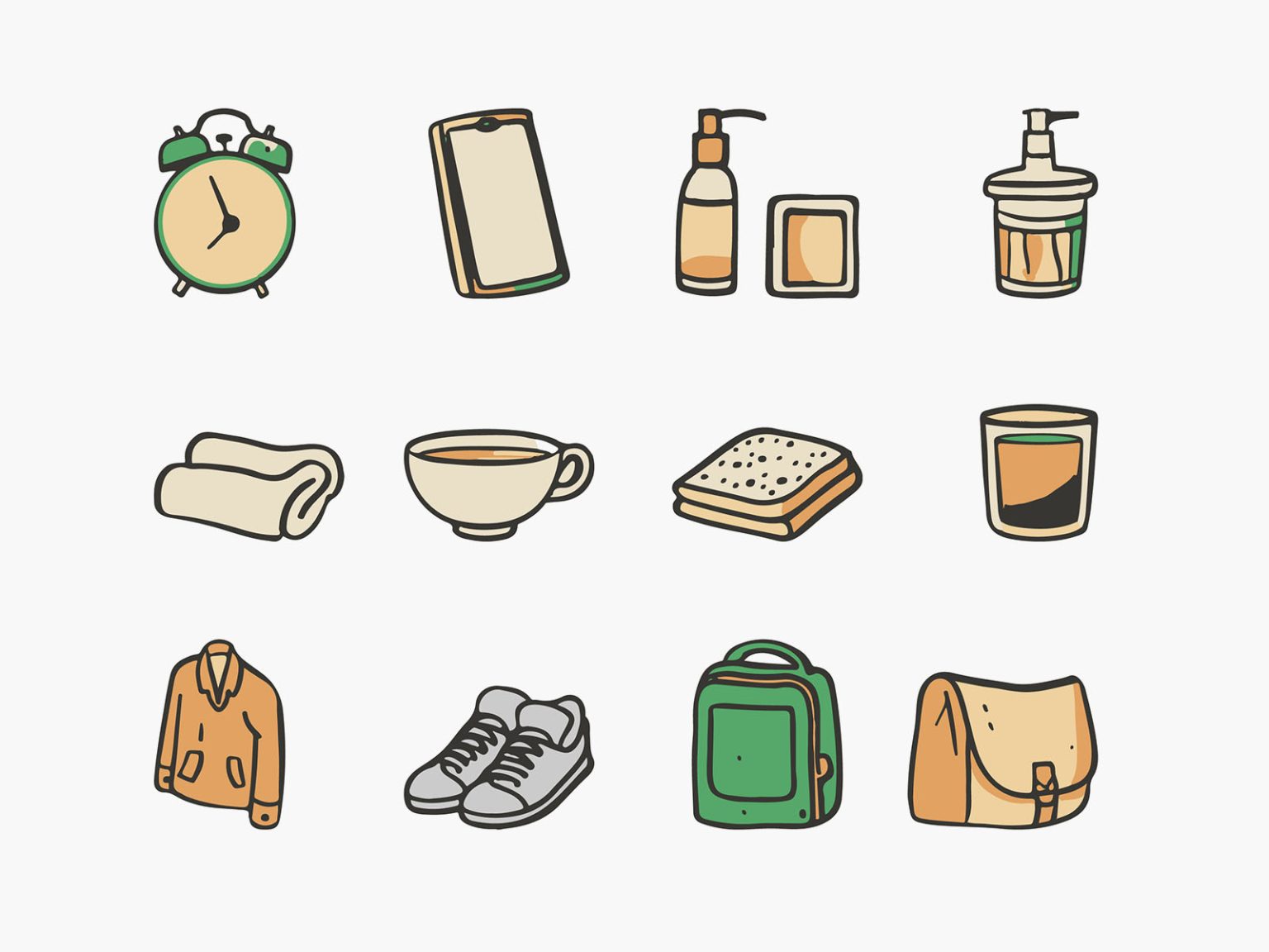 Vector Morning Routine Icons - Pixcrafter