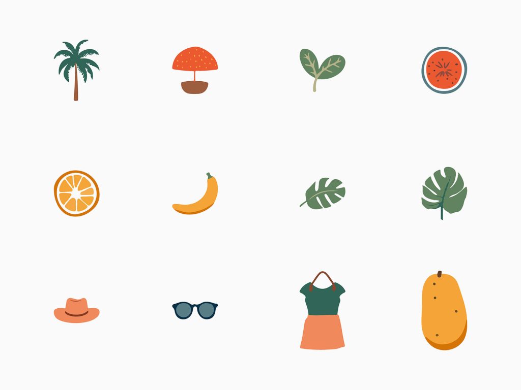 Summer Icons Pack Vector Isolated On White Background - Pixcrafter